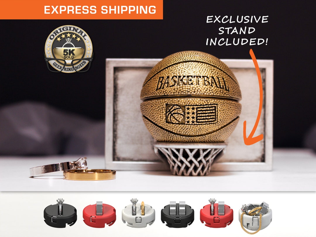 Basketball Engagement Ring Box Basketball Hoop Proposal Ring Holder ...