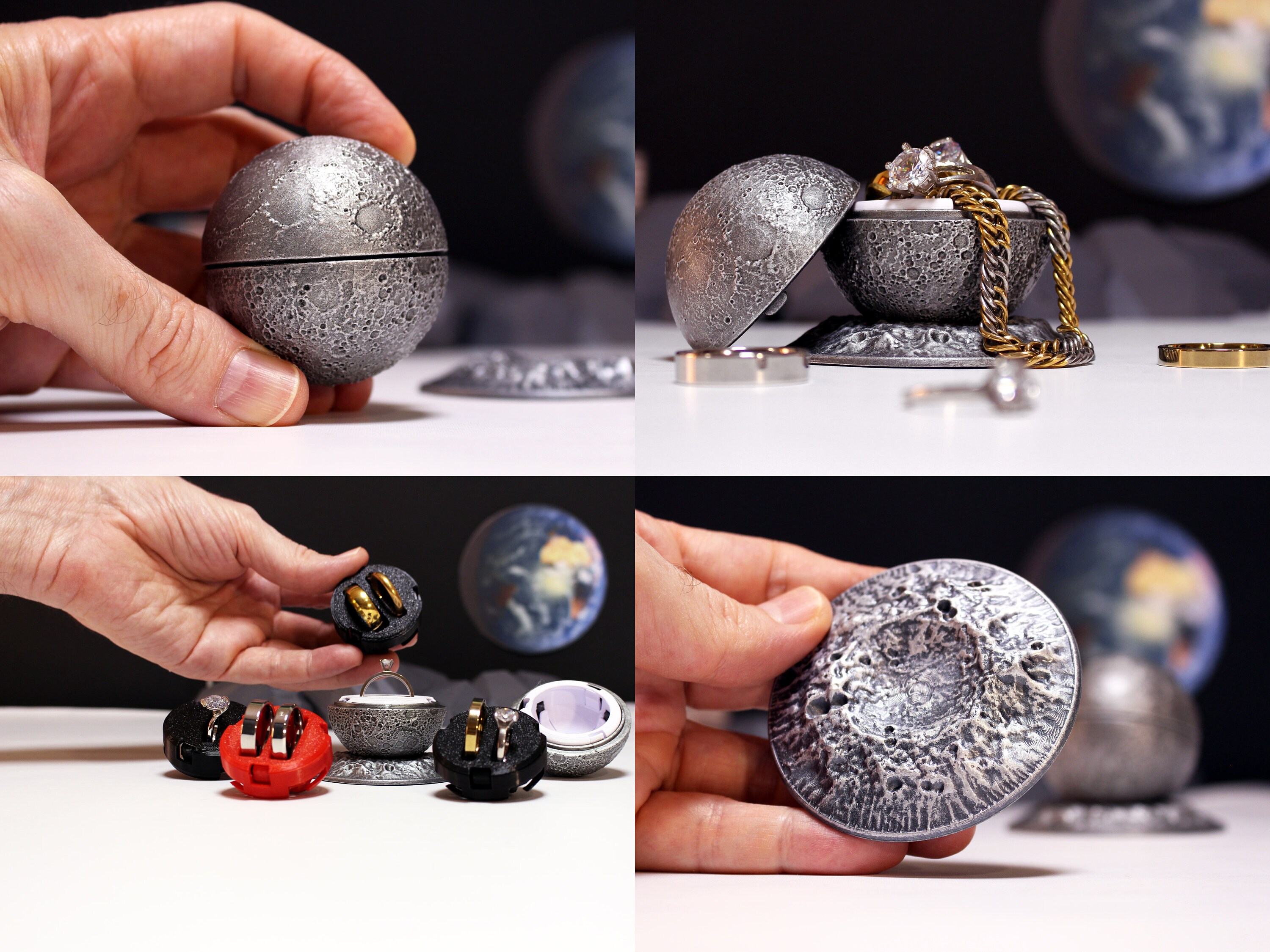 Full Moon Proposal Ring Box - Cool Silver Moon Ring Bearer Box for ...