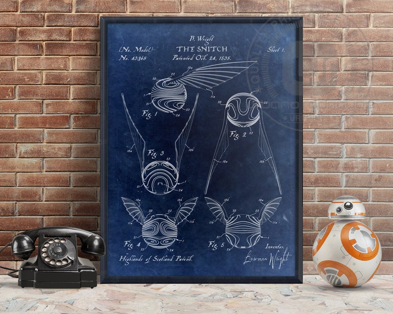 Snitch Patent Poster BLUE PRINTABLE ART for a Geek Nerdy - Etsy