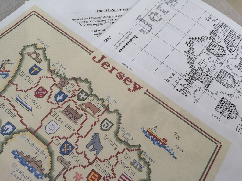 Cross Stitch Map of Jersey - Etsy