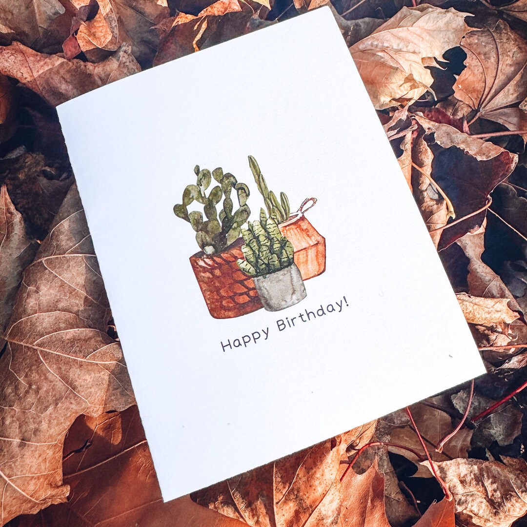 Birthday Card, Birthday Card, Plant Themed Cards, - Etsy