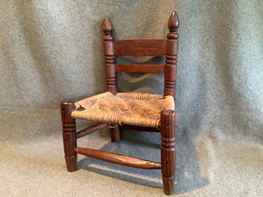 Rustic Whittled Wood and Rushed Doll Chair - Etsy