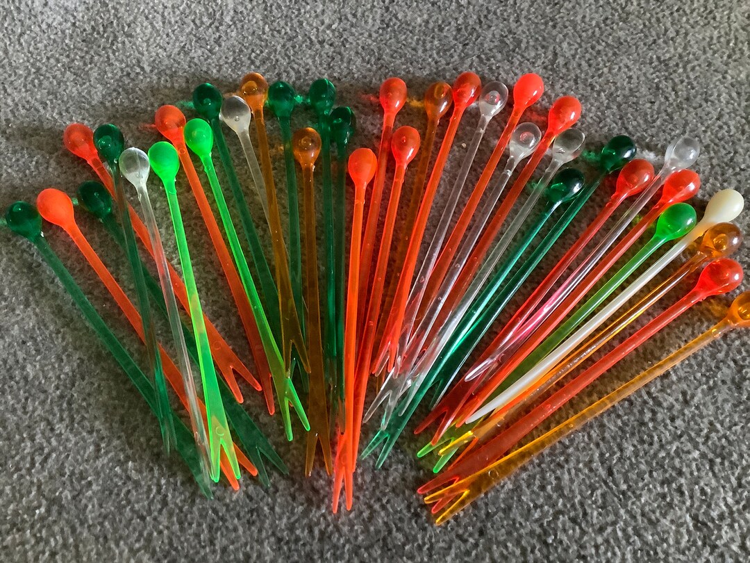 Mid-century Modern Drip Plastic Cocktail Forks - Etsy