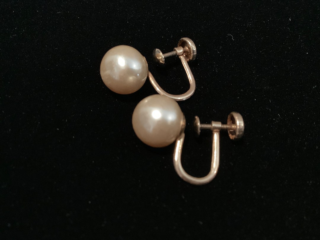 10K Gold Screw Back Pearl Clip-on Earrings - Etsy