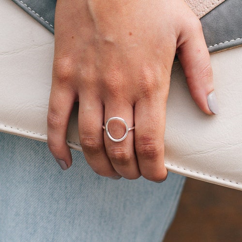 Sterling Silver Open Circle Ring - Etsy