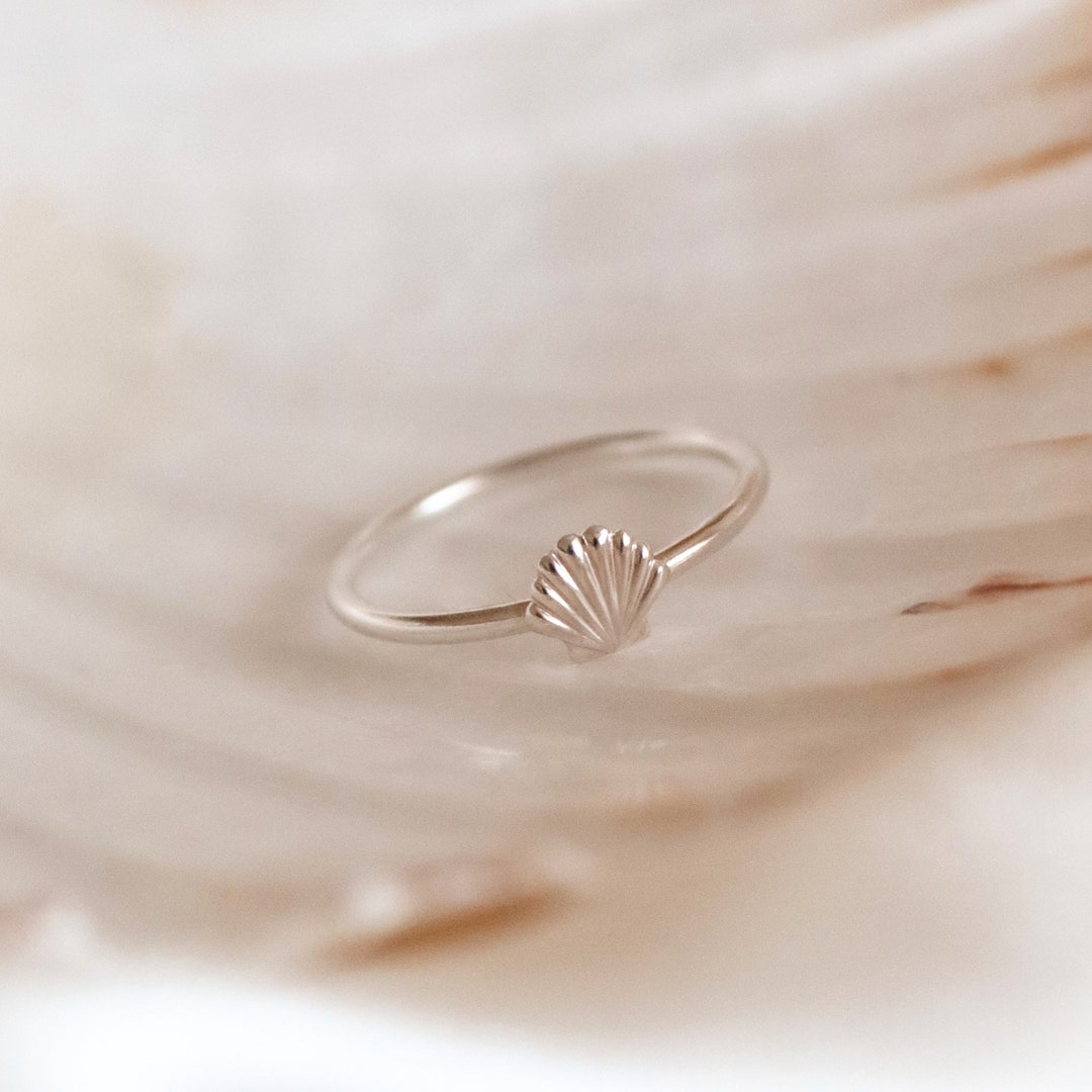 Sterling Silver Shell Ring: Ocean-inspired Stacking Jewellery - Etsy