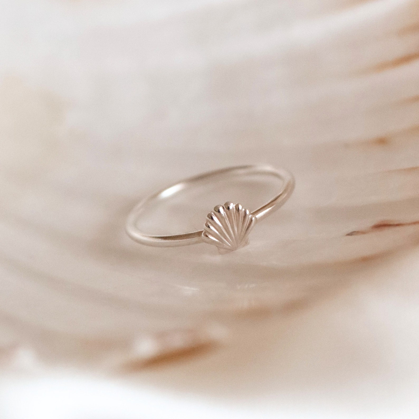 Sterling Silver Shell Ring: Ocean-inspired Stacking Jewellery - Etsy