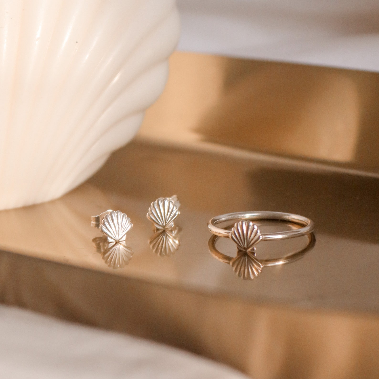 Sterling Silver Shell Ring: Ocean-inspired Stacking Jewellery - Etsy