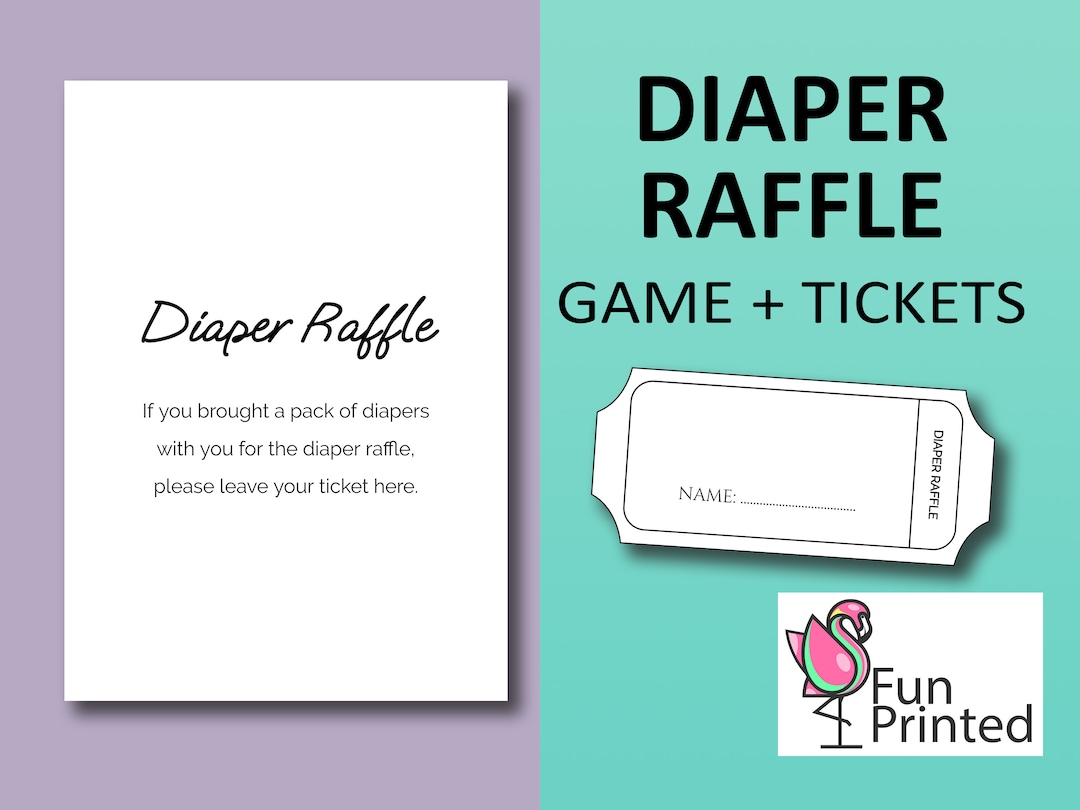 Diaper Raffle Sign + Tickets , Diaper Raffel Ticket, Baby Shower Game ...