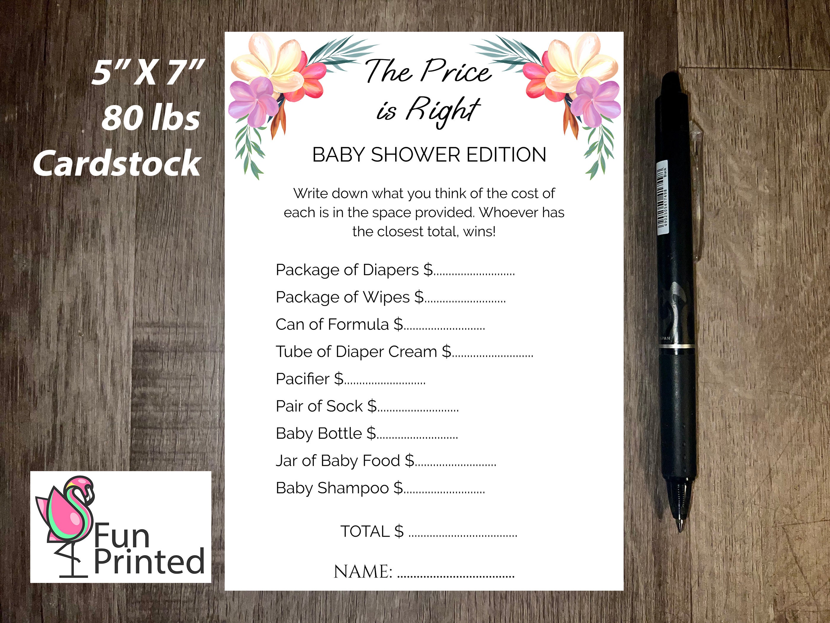 24 Tropical Floral Baby Shower Games, Printable Bundle (digital ...