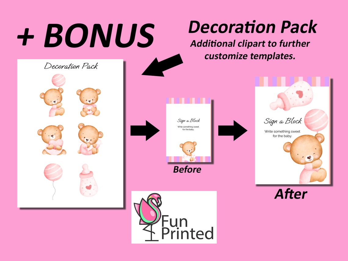 68 Pink Teddy Baby Shower Games Bundle, Boy Teddy Baby Shower Game Any ...