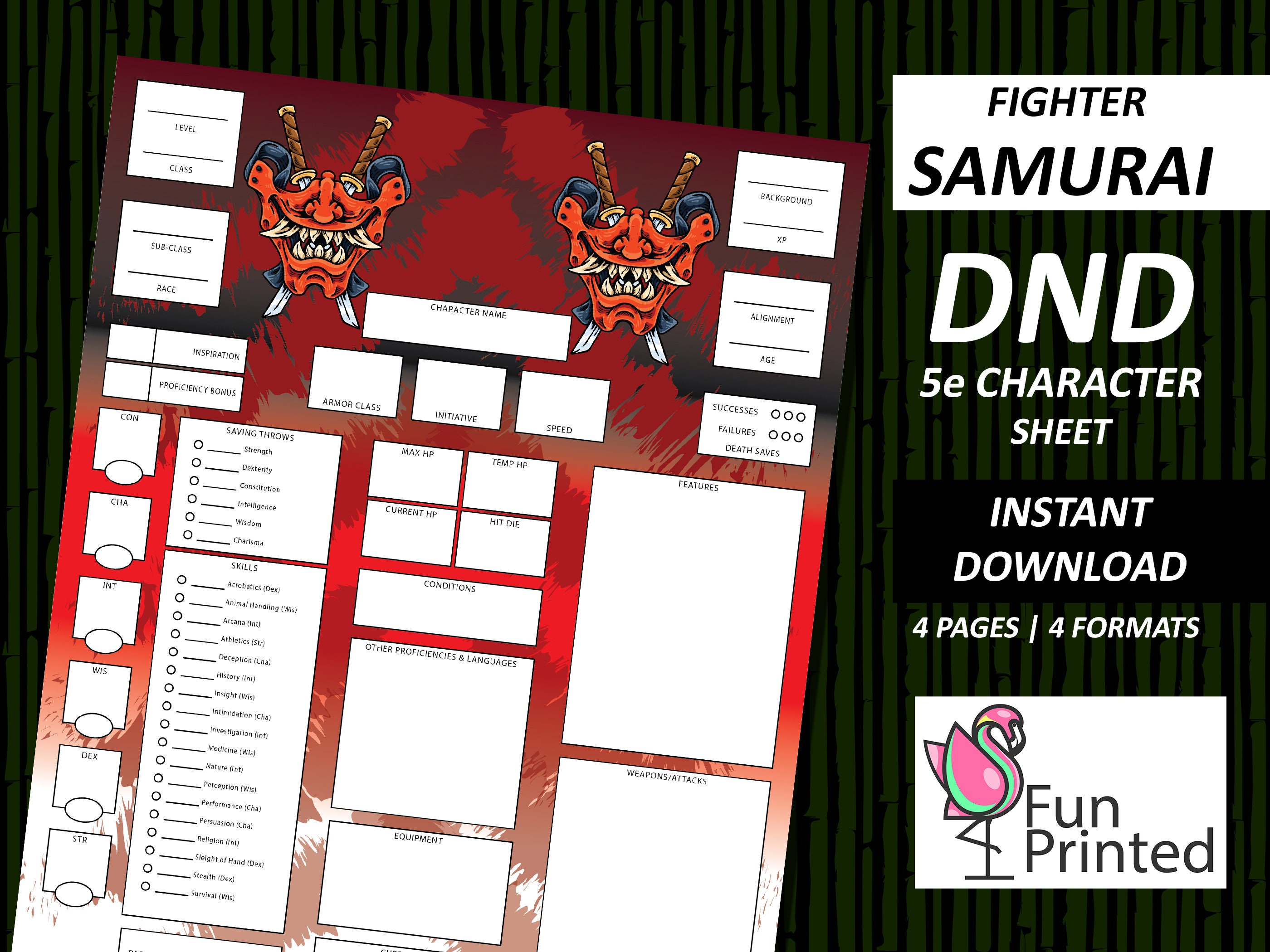 Dnd Character Sheet 5e Fighter Samurai | Dungeons and Dragons Character ...