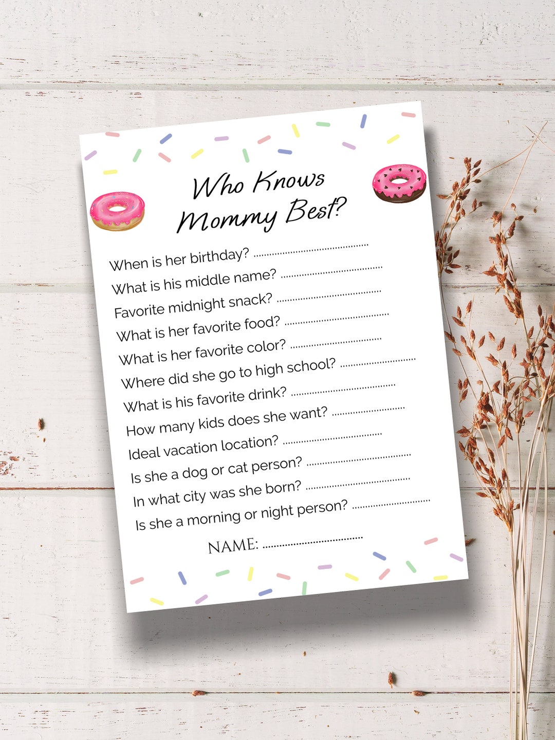 Who Knows Mommy Best Baby Shower Game Donut Theme, How Well Do You Know ...