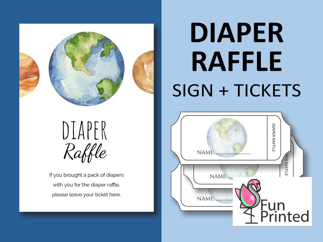 Space Diaper Raffle Sign, Diaper Raffle Tickets, Baby Shower Game ...