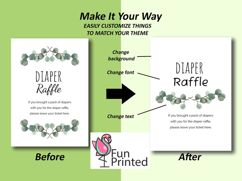 Foliage Diaper Raffle Sign, Diaper Raffle Tickets, Baby Shower Game ...
