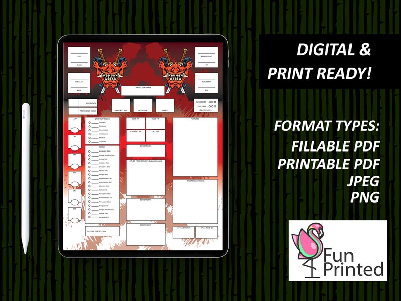 Dnd Character Sheet 5e Fighter Samurai | Dungeons and Dragons Character ...