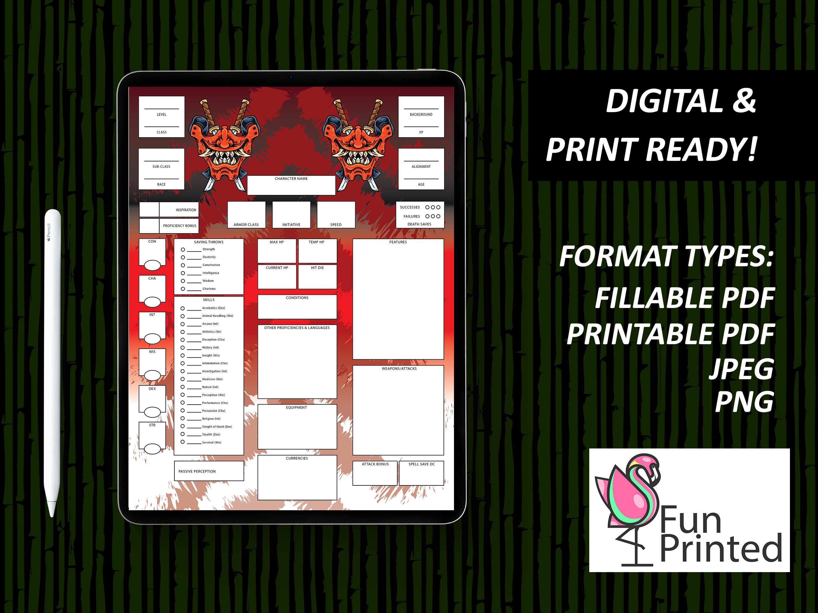 Dnd Character Sheet 5e Fighter Samurai | Dungeons and Dragons Character ...