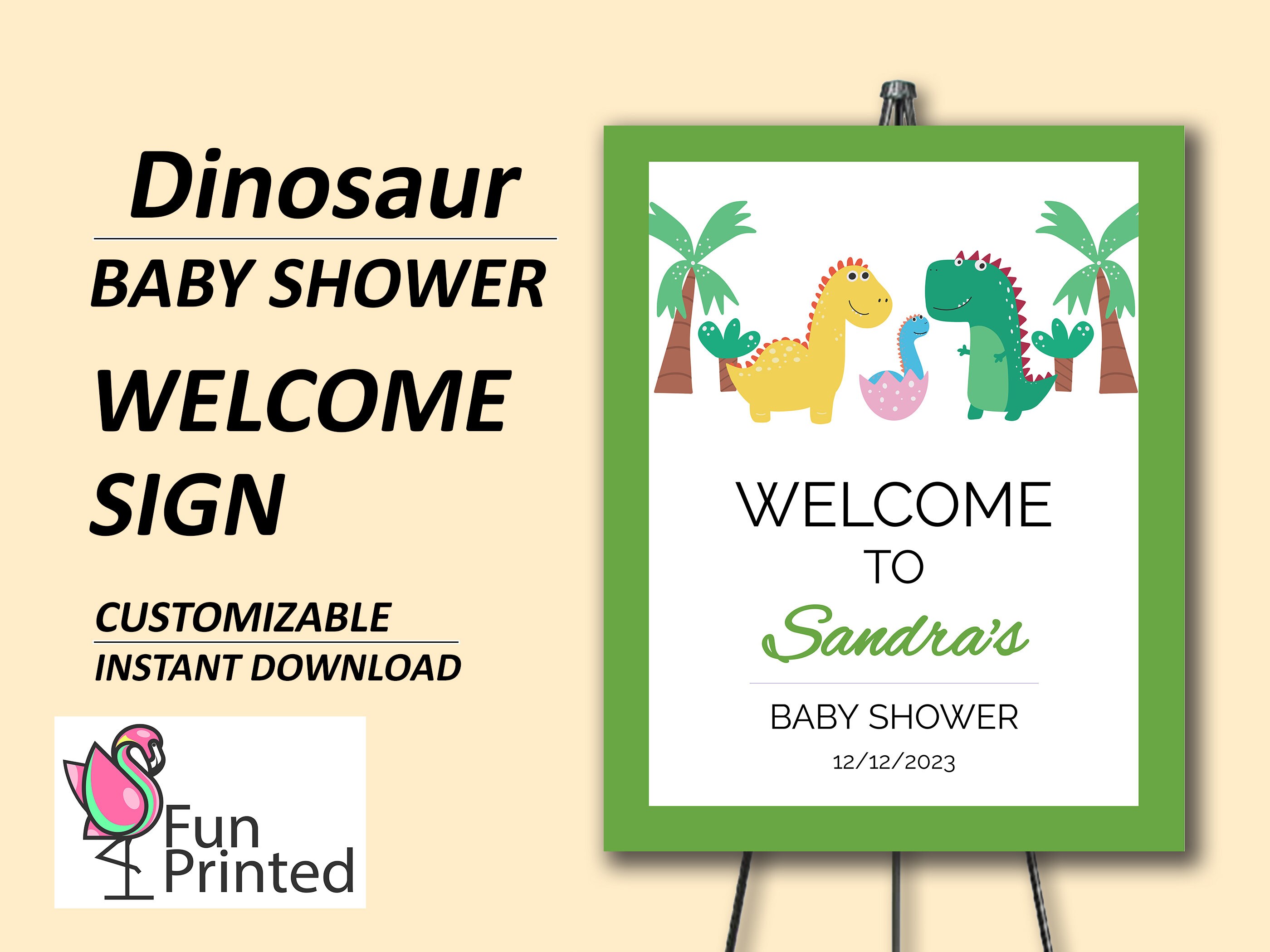 Dinosaur Baby Shower Welcome Sign, Dinosaur Welcome Sign, Baby Shower ...