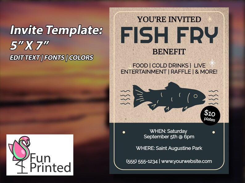 Fish Fry Invitation, Instant Download, Fish Fry Fundraiser, Fish Fry ...