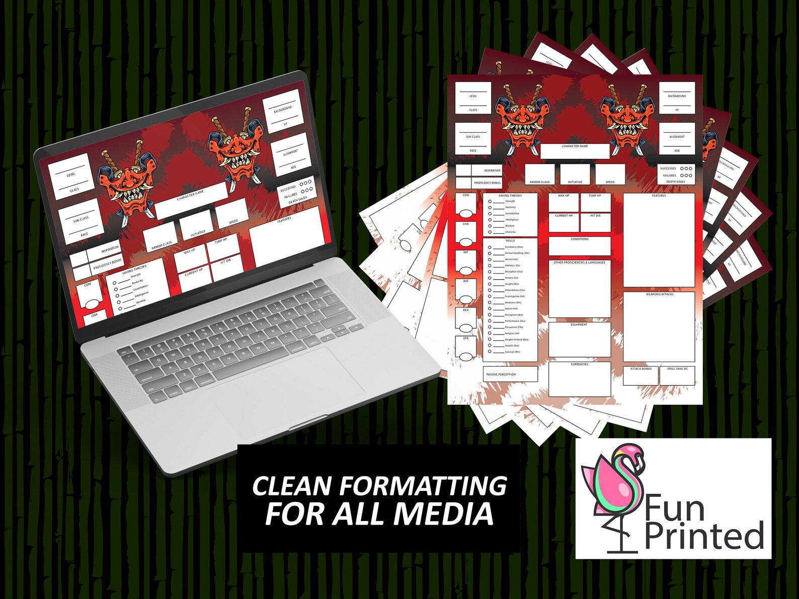 Fighter Samurai Dnd 5e Character Sheet | Fillable Printable PDF - Etsy