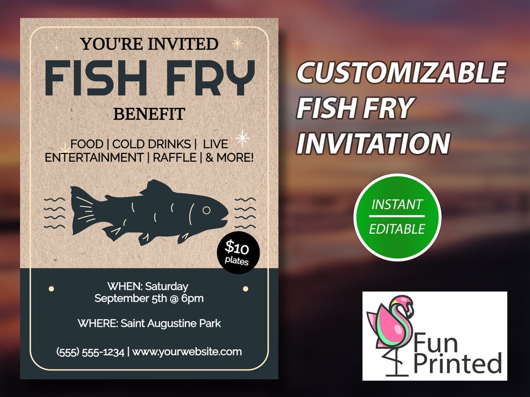 Fish Fry Invitation, Instant Download, Fish Fry Fundraiser, Fish Fry ...