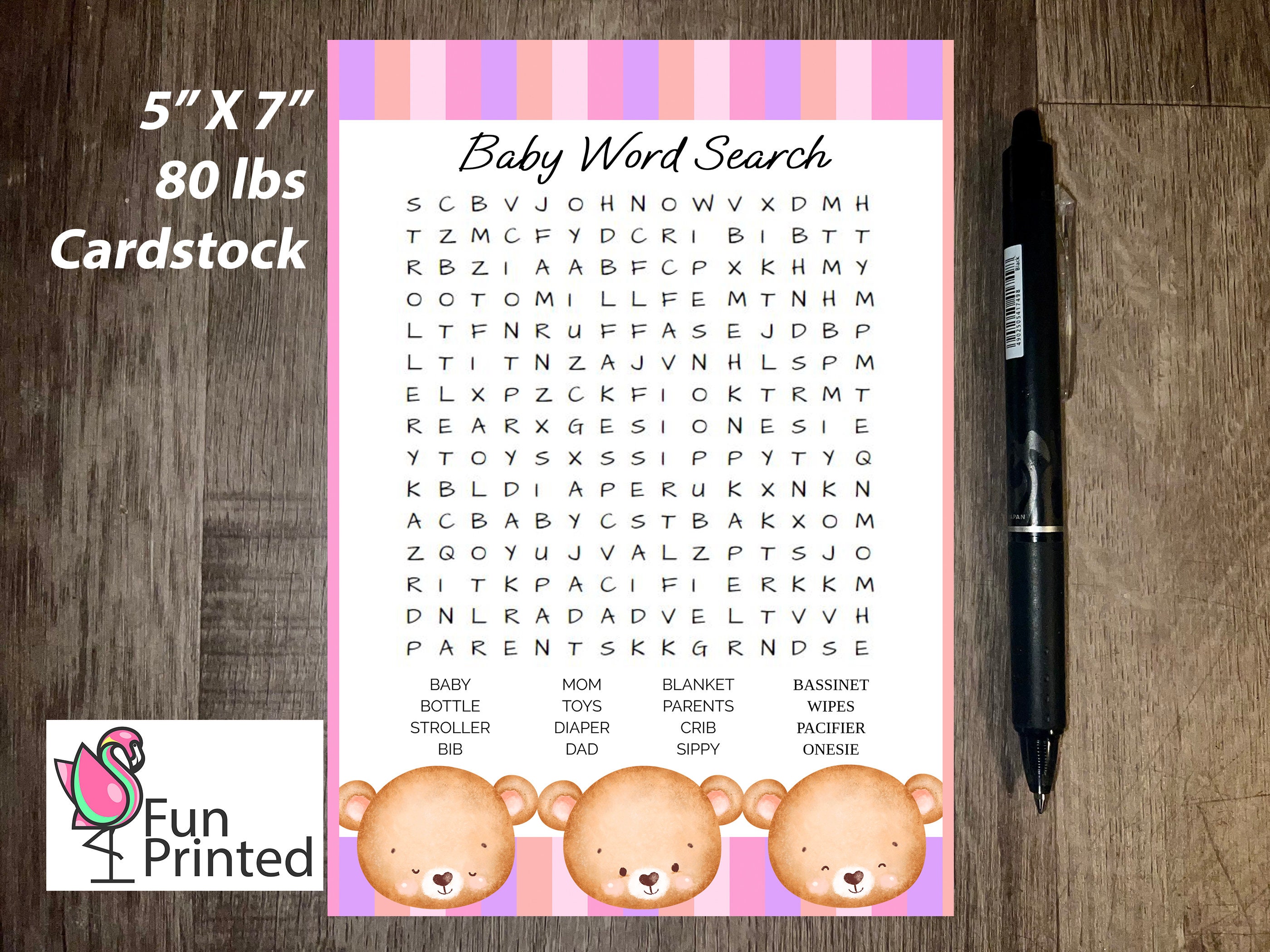 68 Pink Teddy Baby Shower Games Bundle, Boy Teddy Baby Shower Game Any ...