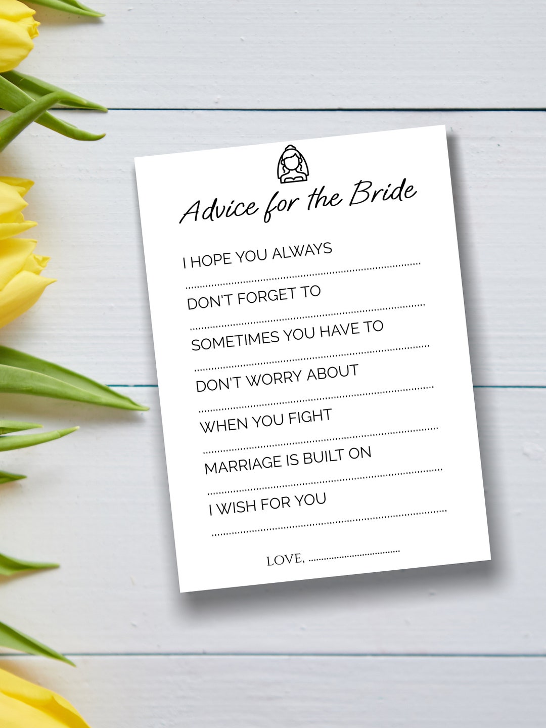 Advice for the Bride to Be Game, Instant Download, Printable, Bridal ...