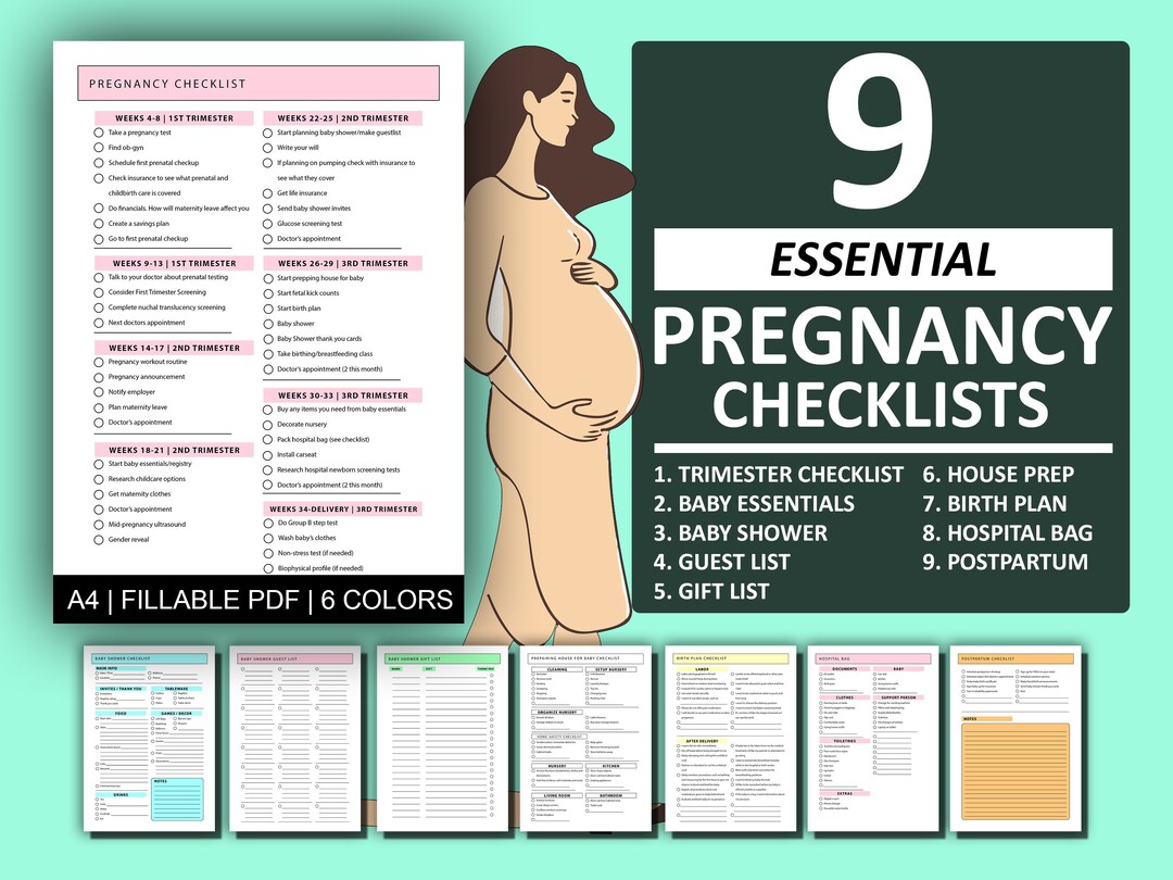 9 Pregnancy Checklists Bundle | Pregnancy Checklist by Trimester ...
