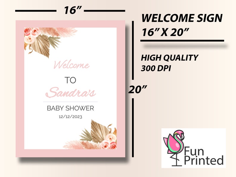 Pampas Grass Baby Shower Welcome Sign, Pampas Welcome Sign, Baby Shower ...