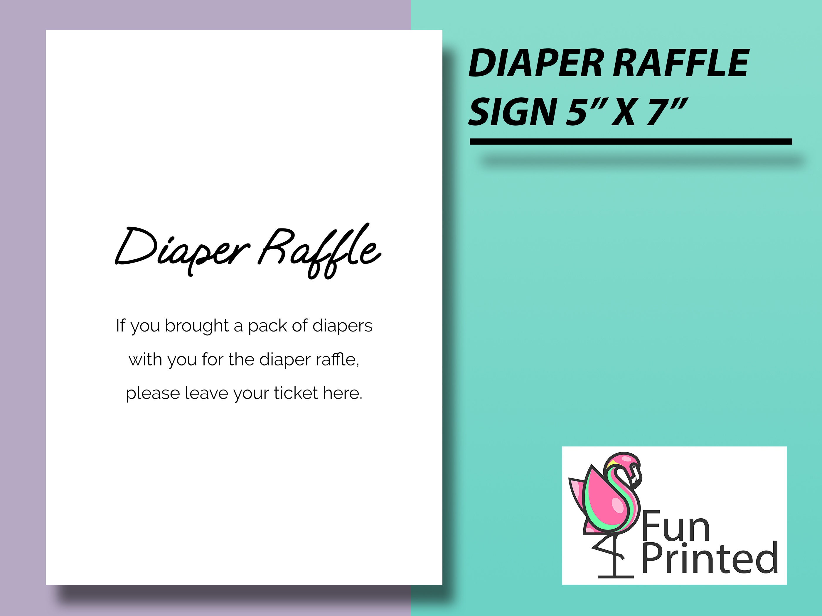 Diaper Raffle Sign Tickets , Diaper Raffel Ticket, Baby Shower Game ...