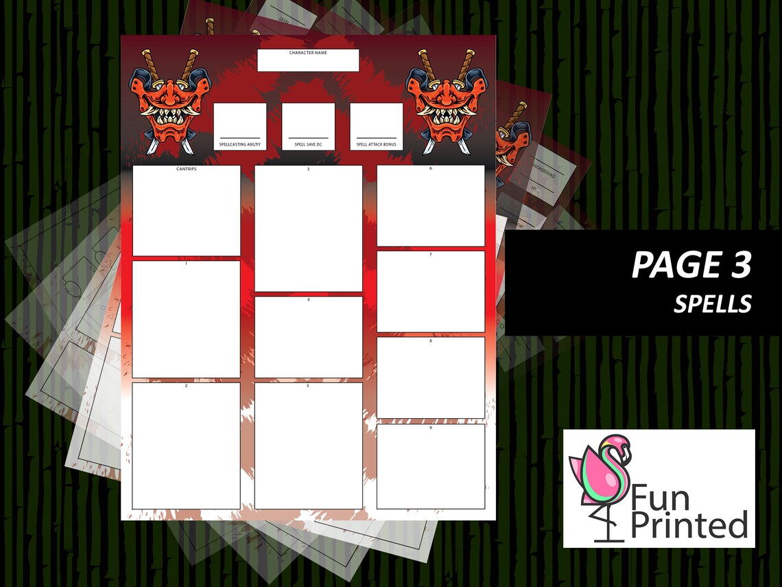 Fighter Samurai Dnd 5e Character Sheet | Fillable Printable PDF - Etsy
