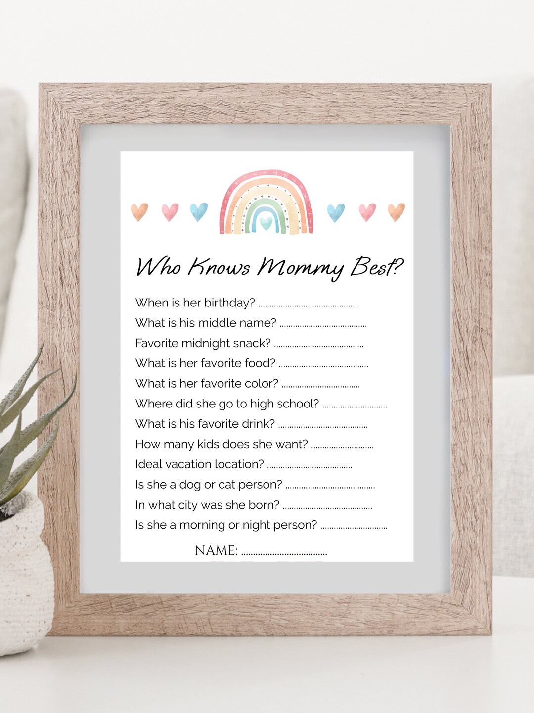 Who Knows Mommy Best Baby Shower Game Rainbow Theme, How Well Do You ...