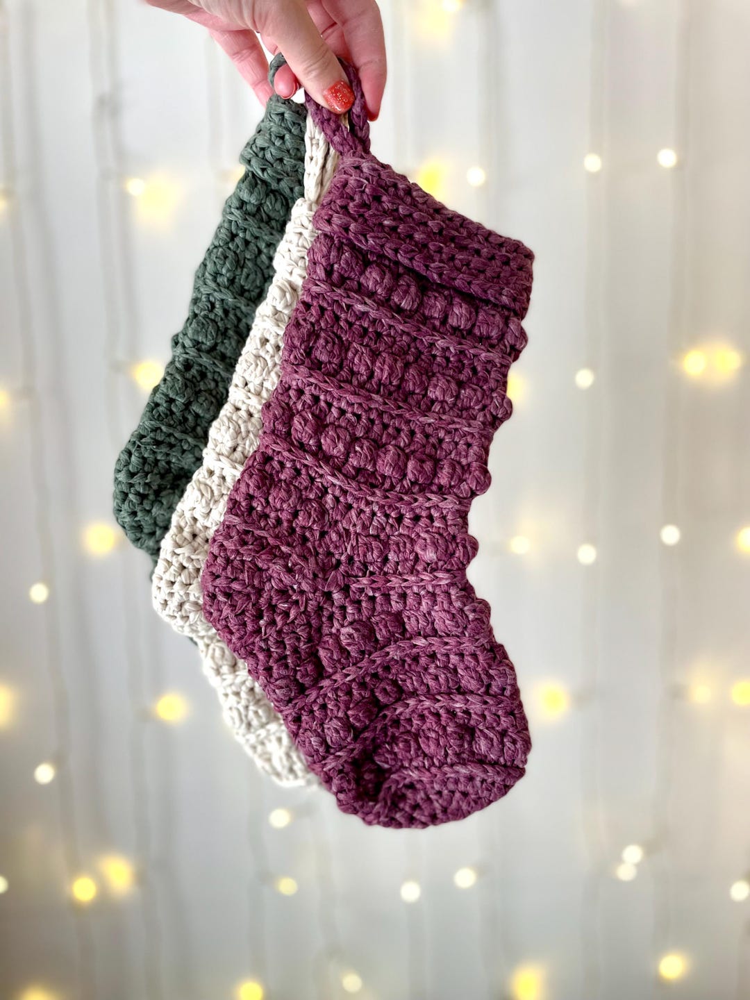 Custom Christmas Stocking|bobble Stocking|crochet Christmas|christmas ...