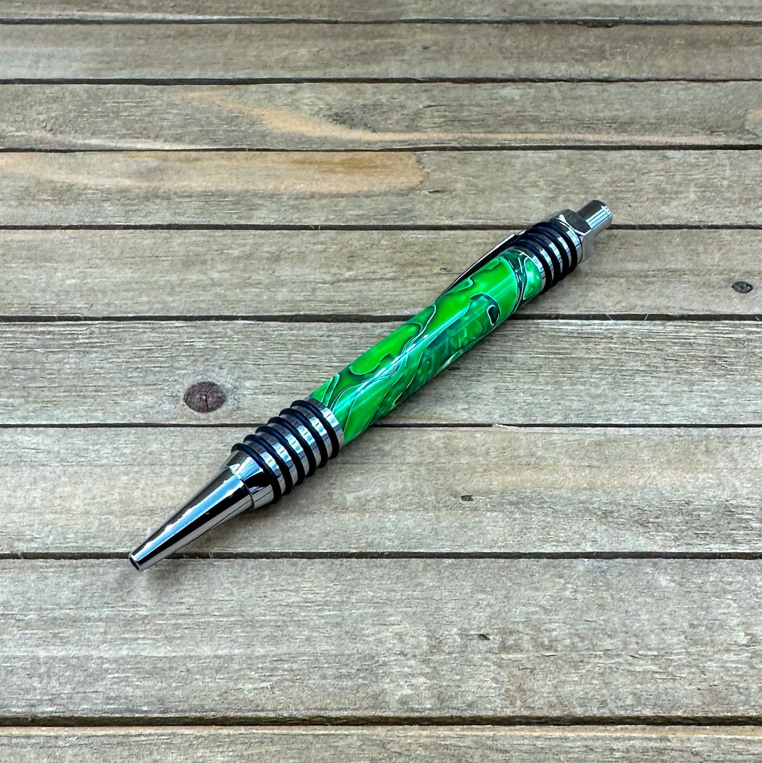 Industrial Lime Green Spartan Style Click Pen and Chrome Hardware - Etsy