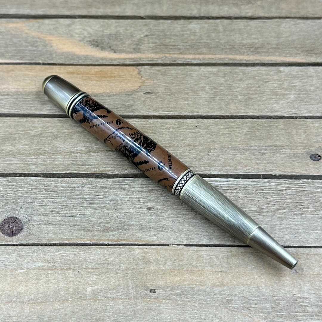 Antique Brass Vintage 6 Cent Buffalo Stamp Sierra Style Ballpoint Pen ...