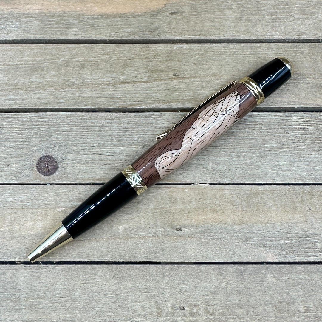 Praying Hands Inlay Pen: Walnut & Maple, Gold Accents - Parker Style - Etsy