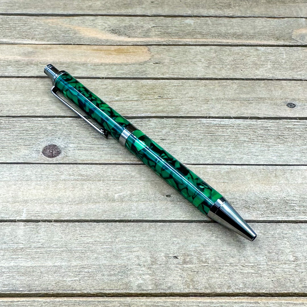Green and Black Toxic Pebble Acrylic Slim Line Pro Click Pen in Black ...