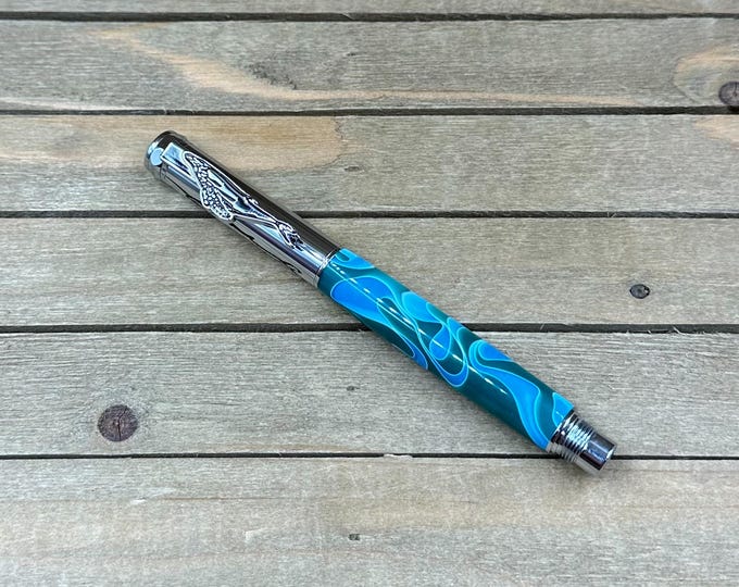 Maui Blue Whale Rollerball Pen in Chrome, Hawaiin Blue Whales, Rays and ...