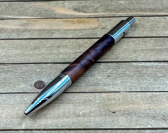 Dark Walnut Wooden Pen, Smooth Click Pen With Real Wood and Chrome ...