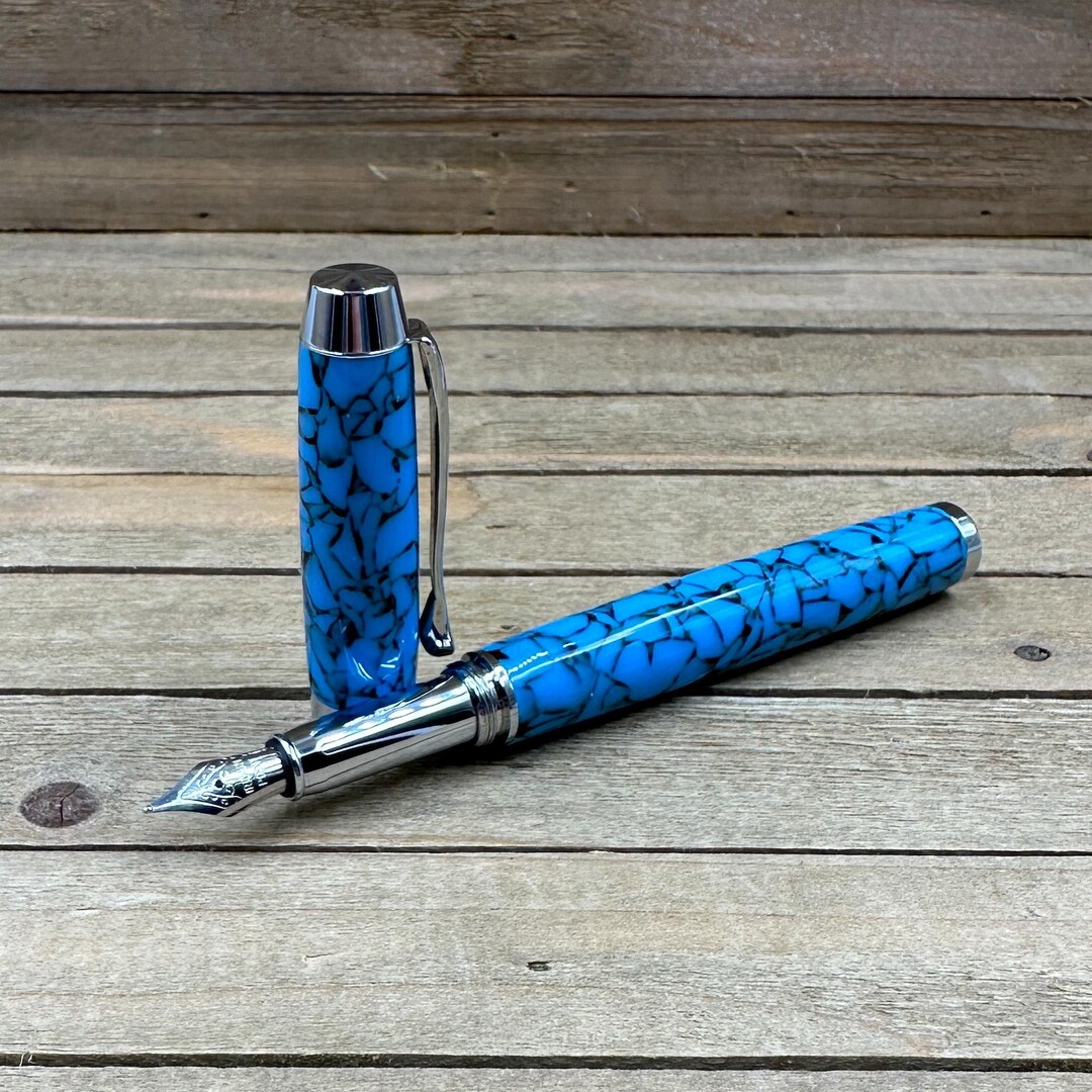 Southwest Turquoise Blue and Chrome Introductory Fountain Pen ...