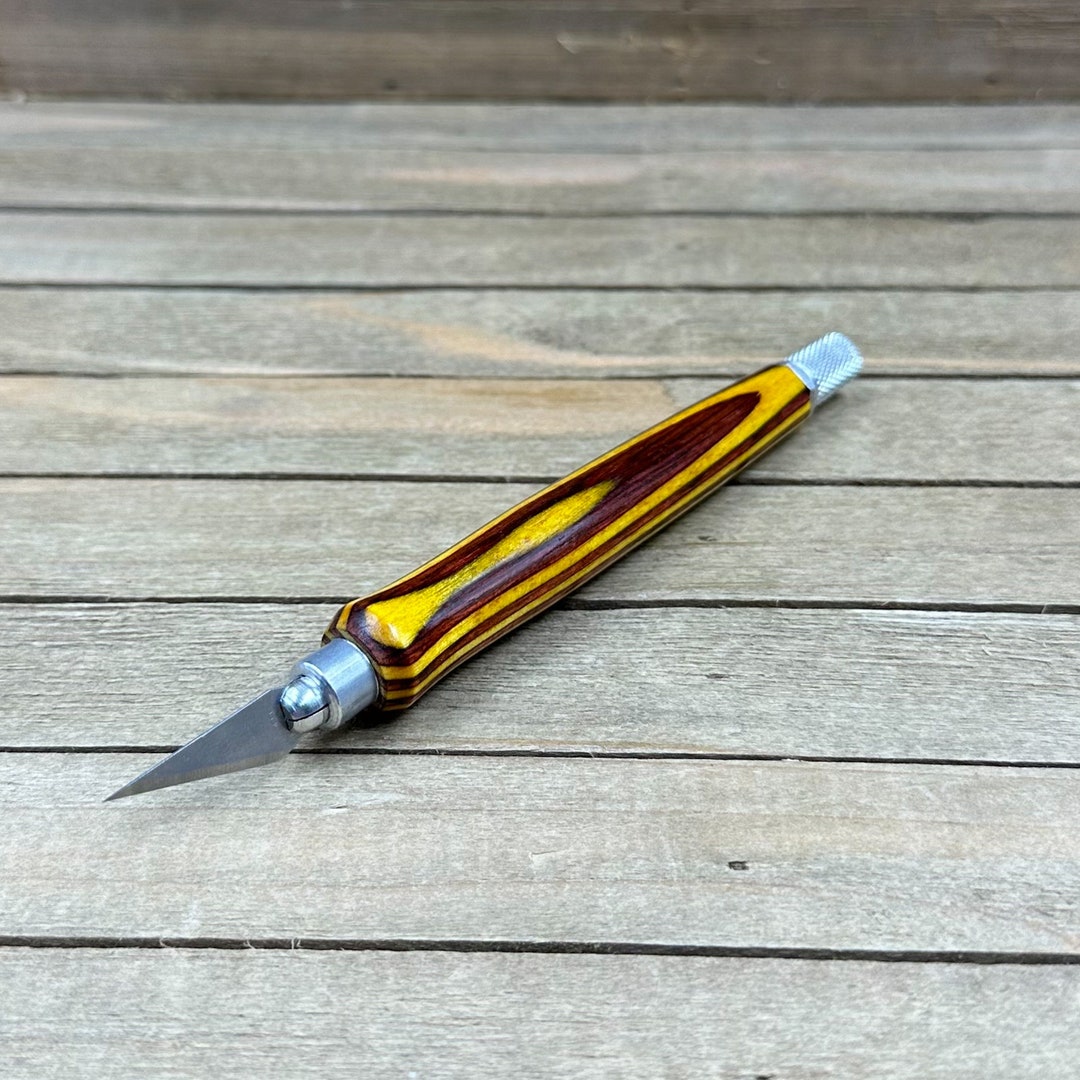 Red and Yellow Wood Hobby Scalpel, Modified Blade, Wood Handle Marking ...