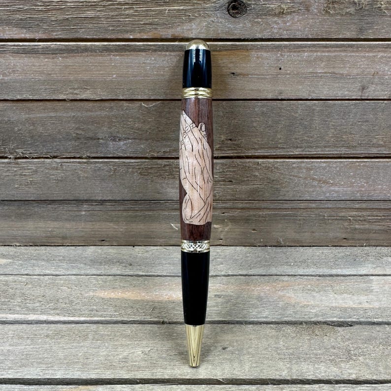 Praying Hands Inlay Pen: Walnut & Maple, Gold Accents - Parker Style - Etsy