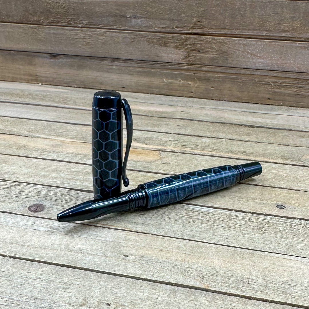 Knurled Rollerball Pen: 3D Honeycomb, Black Resin, Gray Resin - Etsy