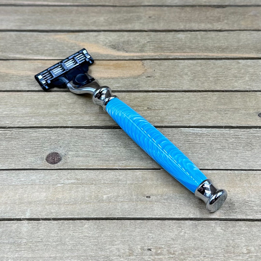 Handcrafted Mach III Razor, Premium Shaving Razor in Powder Blue and ...