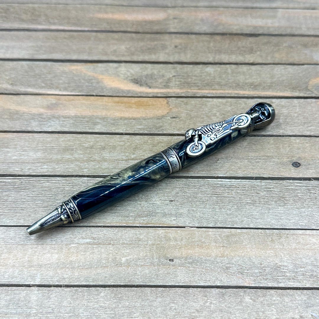 Chopper Motorcycle Skull Ballpoint Pen - Unique Biker Gift, Handmade ...