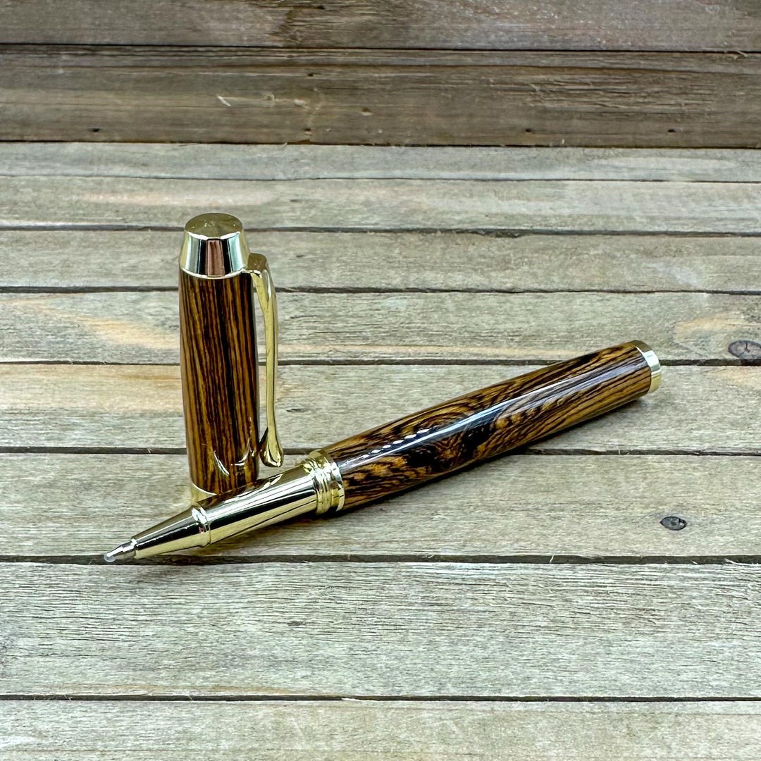 Exotic Mexican Bocote Hardwood and Gold Introductory Rollerball Pen ...