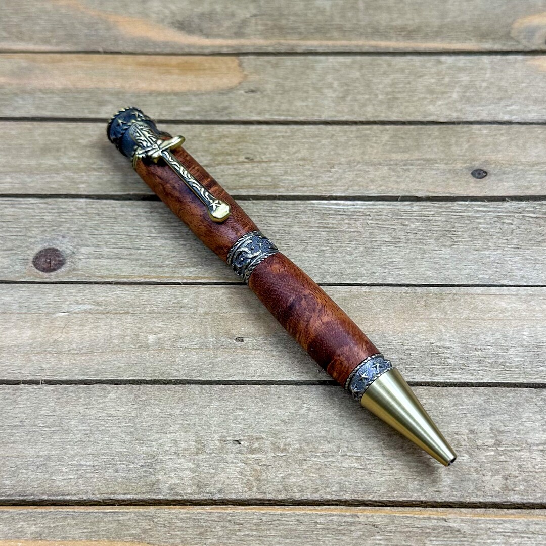 Mesquite Burl Wood Cowboy or Cowgirl Pen, Antique Brass, Custom ...