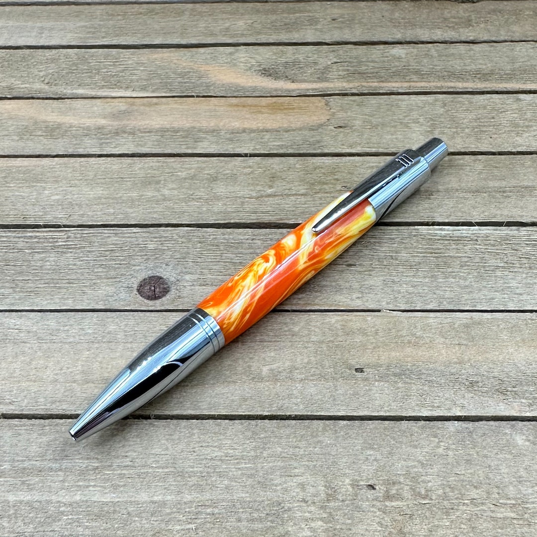Orange and White Creamsicle Acrylic Vesper Style Click Pen and Chrome ...