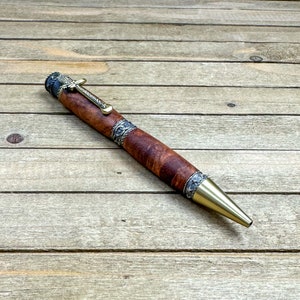 Mesquite Burl Wood Cowboy or Cowgirl Pen, Antique Brass, Custom ...