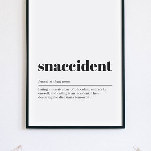 Snaccident Definition Print Funny Kitchen Sign Food Poster - Etsy